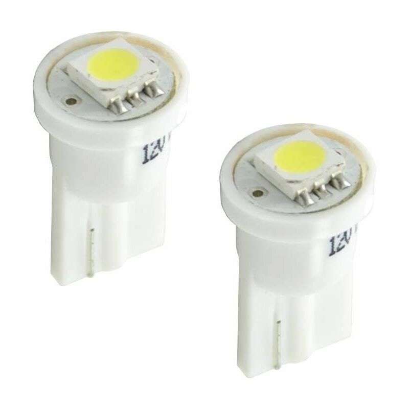 2x ampoule LED blanc 12V 5W T10 W2,1x9,5D 1x SMD 5050 voiture remorque moto camion