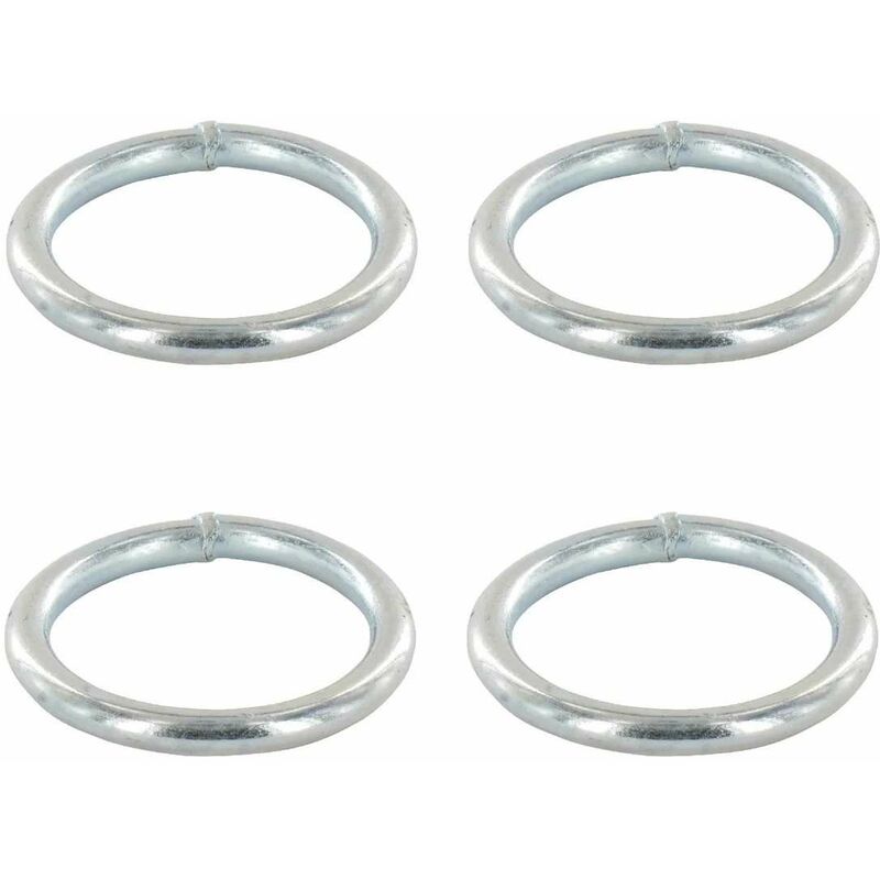 4x Anneau rond soudé en acier zingué A souder Chaîne Câble Argent ...