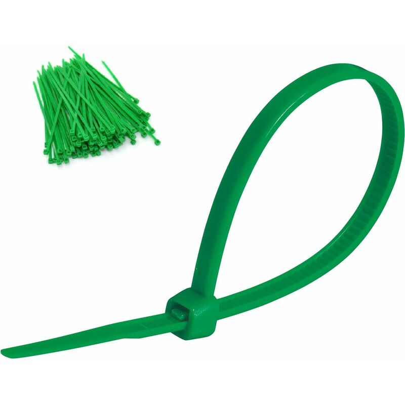 100x collier de serrage plastique 3,6x140mm vert cranté pour diamètre ...