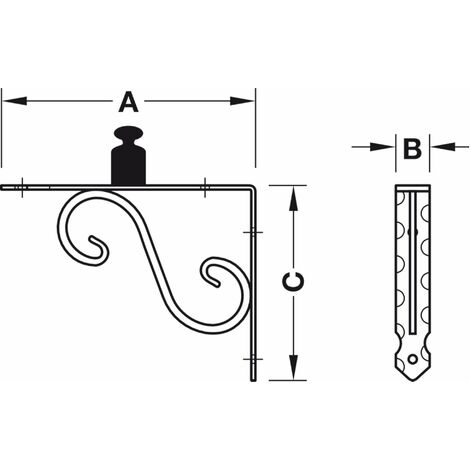2x Equerre console rigide acier forgé noir antique 200 x 150mm vintage ...