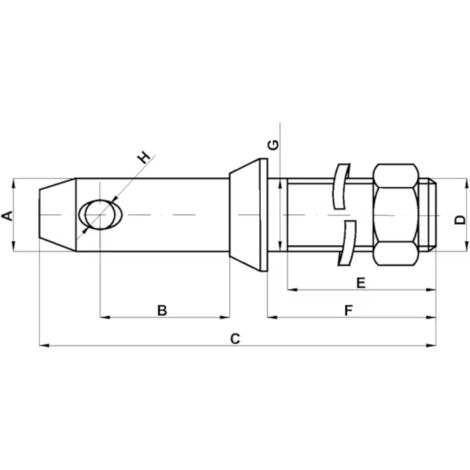 Piton d'attelage avec écrou diamètre 28mm à visser catégorie 2 Axe ...