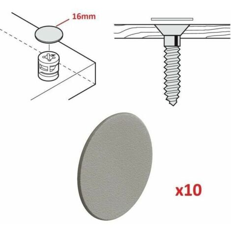 10x cache vis autocollant adhésif couleur aluminium blanc diamètre 16mm