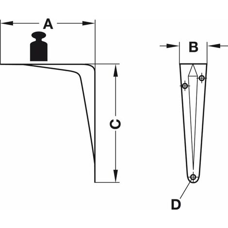 4x équerre console rigide 245x185mm capacité de charge 18kg/équerre ...
