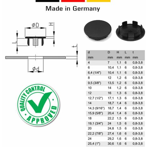 20x cache trou bouchon plastique 18mm noir protection trou meuble mur ...