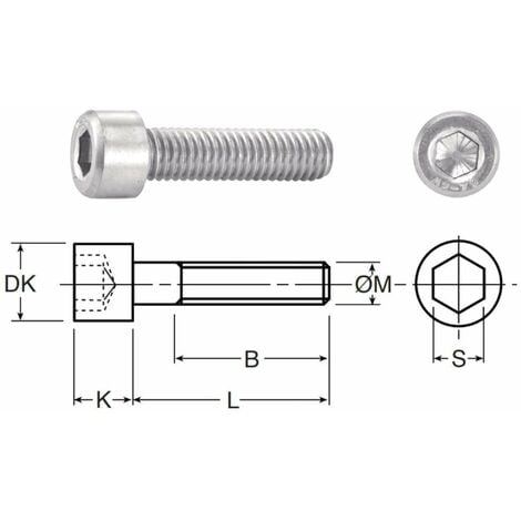 10x Vis métaux CHC (BTR) acier inoxydable A2 norme DIN 912 RVS ...