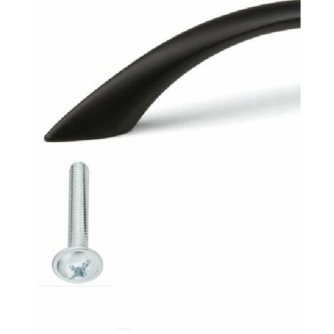 2x Poignée de meuble métal finition noir mat entraxe 128mm hauteur 28mm ...