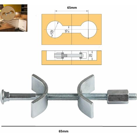 4x vis relieuse pour plan de travail M6 x 65mm avec étrier fixation ...