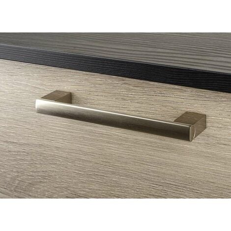 Poignée de meuble métal finition imitation inox 140mm entraxe 128mm ...