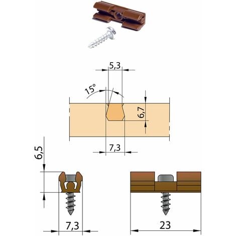 5x Connecteur queue d'aronde à visser plastique marron invisible ...