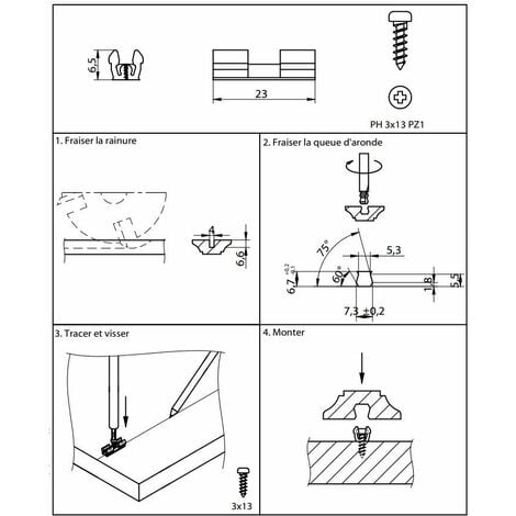 5x Connecteur queue d'aronde à visser plastique marron invisible ...