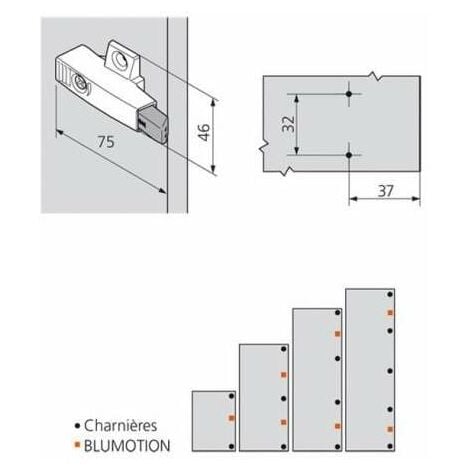 Amortisseur de porte Blumotion Blum 971A0500 pour charnière invisible à ...