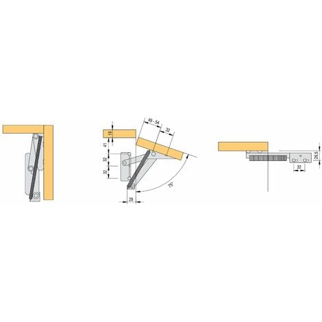 2x Charnière ferrure de levage 75° à ressort 140N pour porte pliante ...