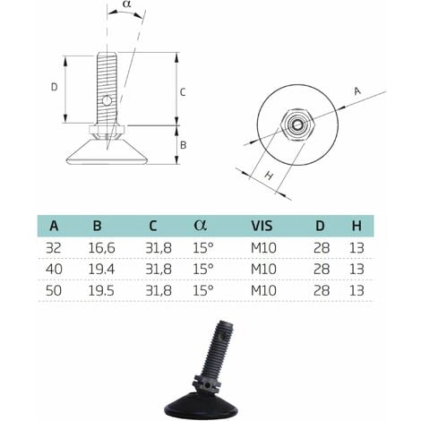10x Pied niveleur réglable ajustable orientable avec rotule pour ...