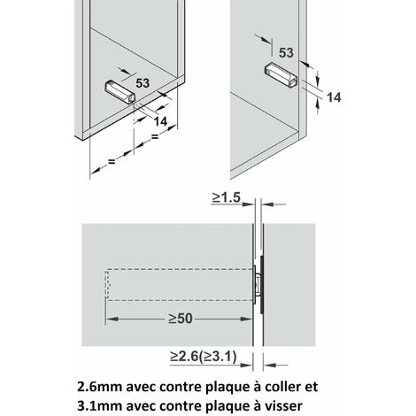 Kit push to open loqueteau de porte à pression aimanté réglable Blum ...