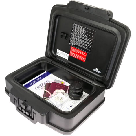 HMF 250437 Feuerfeste Wasserdichte Dokumentenbox mit Zahlenschloss, DIN ...