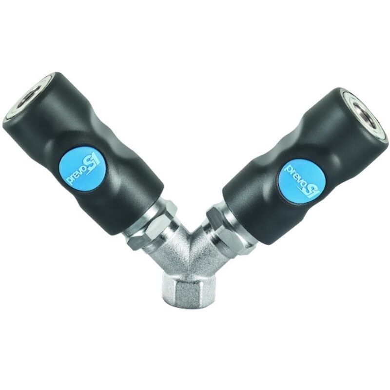 Raccord rapide de sécurité en Y PREVOST, Filetage vers Femelle G 1/2 Femelle 1/2pouces ISO B6 en ...