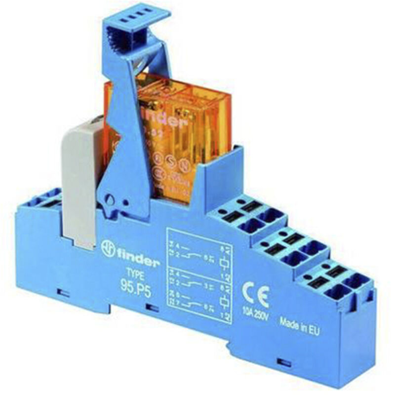 Relais d'interface Finder, 48 Series, 24V c.c., DPDT-2C/0, montage Rail ...