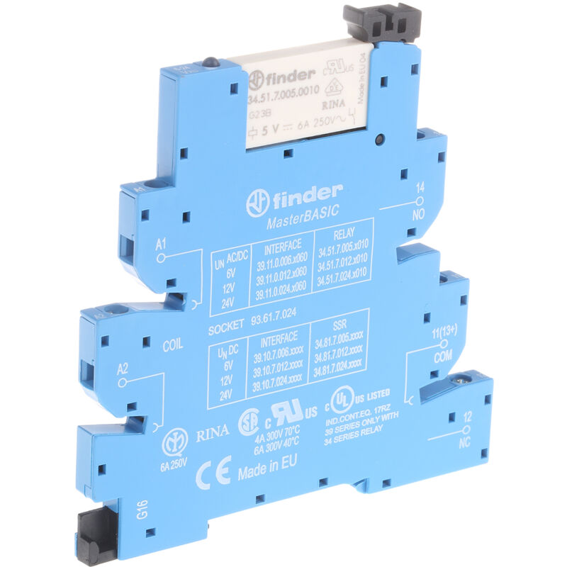 Relais d'interface 6V c.a. / V c.c., 1 RT, montage Rail DIN, série , 39 ...