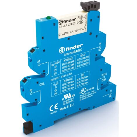 Relais d'interface Finder, 39 Series, 230V c.a., 1 RT, montage Rail DIN ...