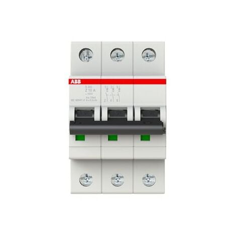Disjoncteur ABB S200 3P, 10A, pouvoir de coupure 10 kA ( Prix pour 1 )