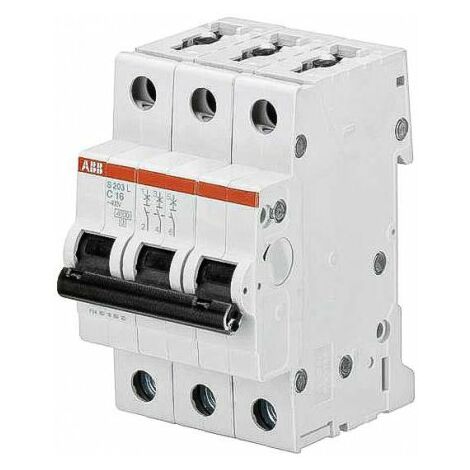 Disjoncteur ABB S200L 3P, 16A, pouvoir de coupure 6 kA, montage rail DIN ( Prix pour 1 )