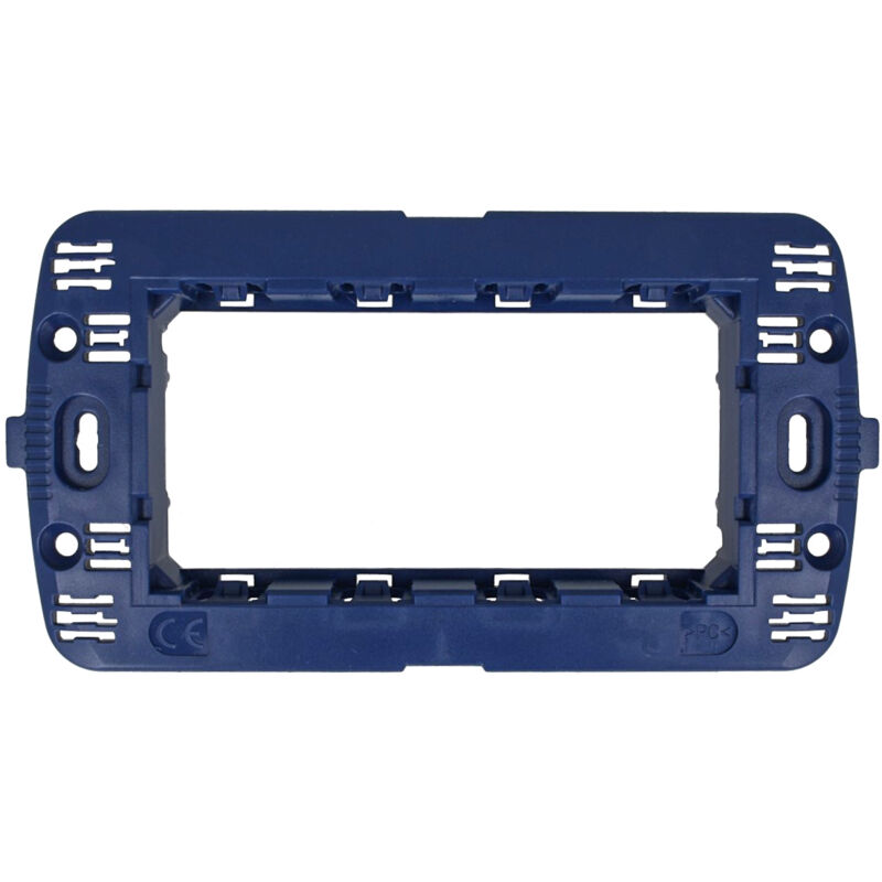 Supporto placca interruttore muro blu placca 4 posti compatibile living