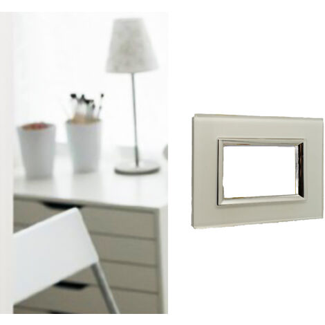Placca Interruttore 3 Moduli Compatibile Matix Copripresa Vetro Bianco ...
