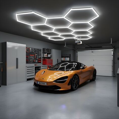 Luci Led Esagonali Soffitto Garage Lampada 14 Esagoni Nido d'Ape 399w 6500K