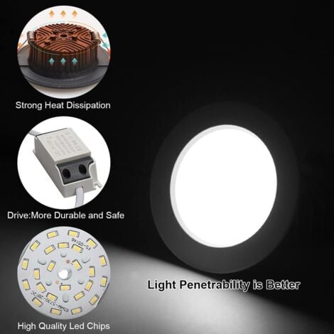 AIDUCHO Lot de 10 Spot led Encastrable Noir Extra Plat,700LM 7W Rond Plafond Encastrés LED = 70W ...