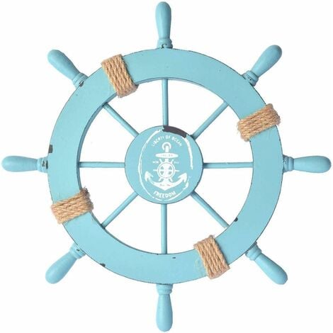 AIDUCHO Roue De Bateau Nautique En Bois Bois De Plage Bateau De Direction Art Mural Roue De ...