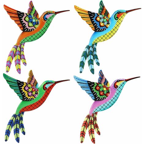 AIDUCHO Decoration Murale Metal, 4 Pièces Coloré Colibri Sculpture En ...