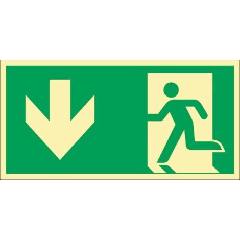 Panneau d´évacuation DIN EN ISO 7010 L297xl148 mm sortie de secours format hor.+