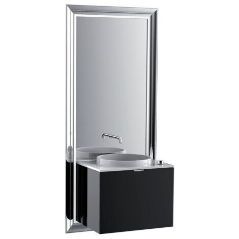 Set de lavabo TOUCH CLASSIC 600mm. Front noir cadre chromé