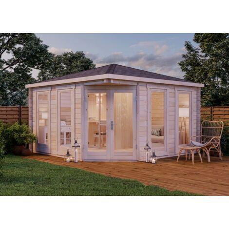 Chalet sauna pentagonal Maja ISO Marron Imprégné, 44 mm Épaisseur de ...