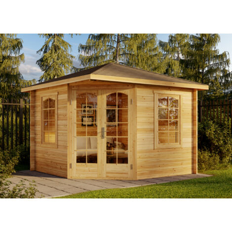 Abri de jardin pentagonal Viking ISO Marron Imprégné, 40 mm Épaisseur ...
