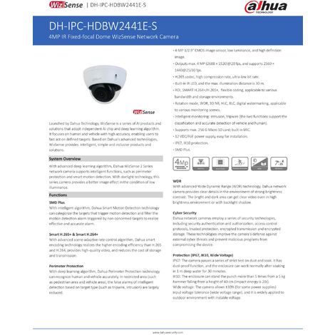 Dahua Dome 4Mp IR 2.8mm Dome WizSense Ip PoE IPC-HDBW2441E-S