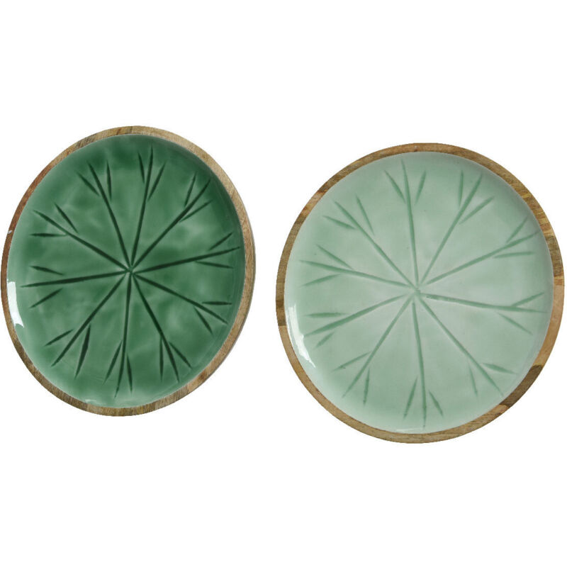 PIATTO DECORATIVO IN LEGNO D.22XH2CM VERDE / AZZUR