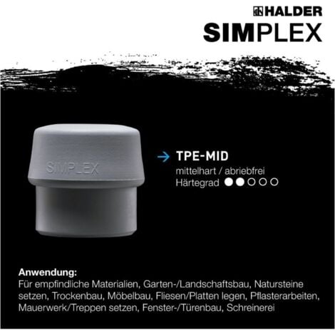 HALDER Schonhammerkopf SIMPLEX TPE-mid 80mm abriebfrei, mittelhart