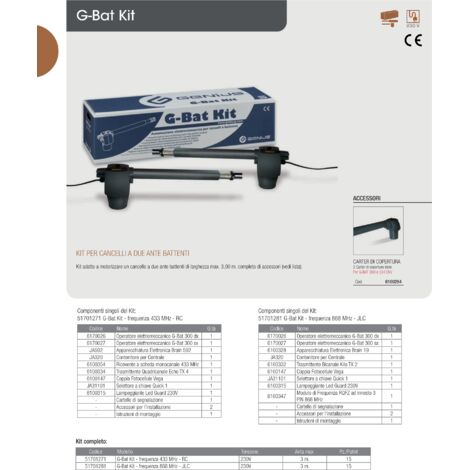 genius kit motorisation g-bat 300 868mhz 230v 51701281