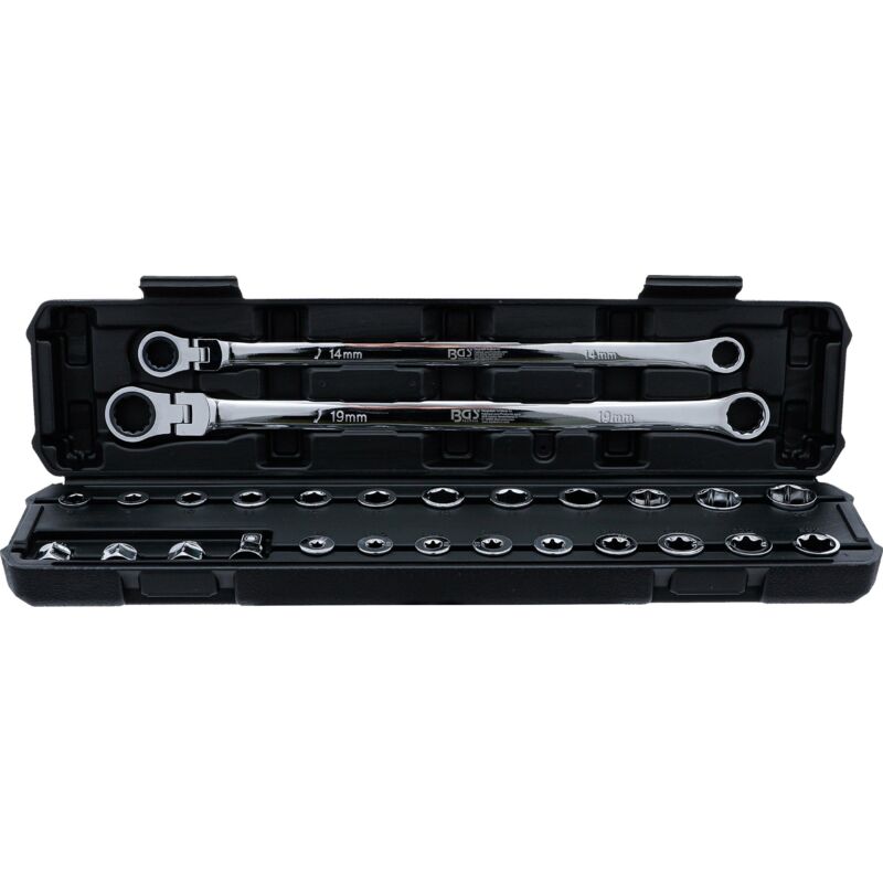 Juego de llaves de estrella dobles - llaves combinadas de carraca extra larga 27 piezas