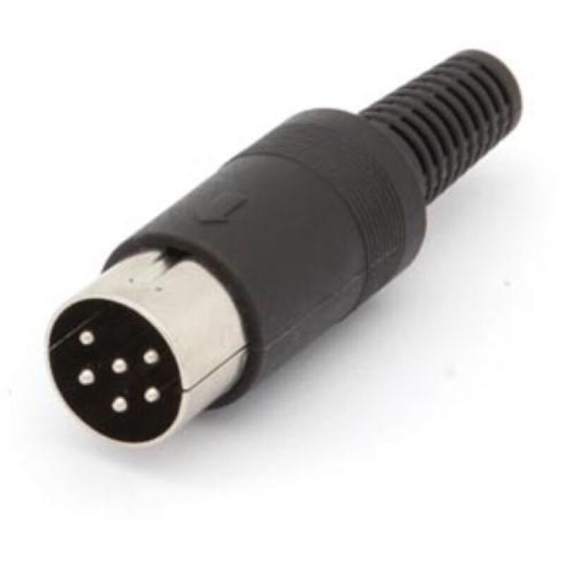 CONECTOR DIN MACHO - 6 CONTACTOS - COLOR NEGRO