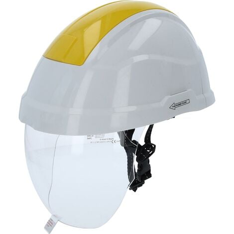 Casco protector de trabajo con máscara facial, amarillo