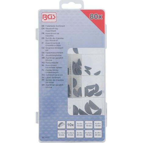 Surtido de chavetas tipo Woodruff 80 piezas