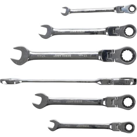 Juego de llaves combinadas con carraca cabeza flexible 8 - 19 mm 6 piezas