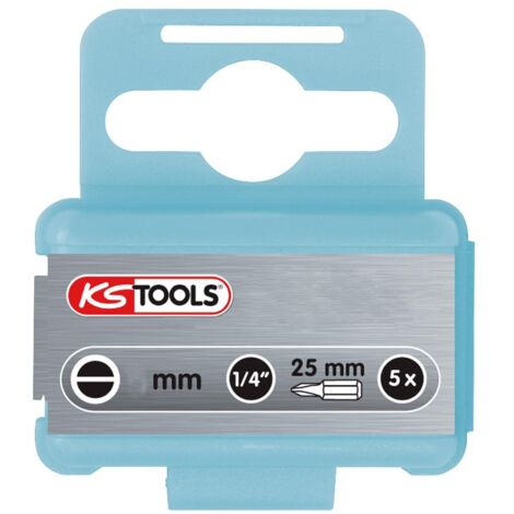 1/4" Bit Inox ranurado 3,0mm, 25mm, paquete de 5