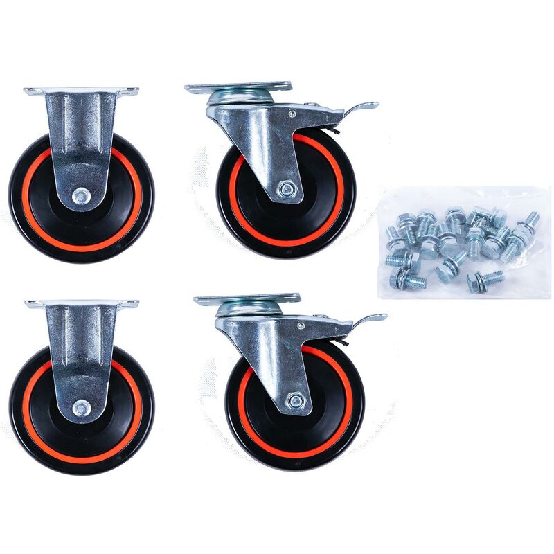 Set di rotelle 2 x rotella sterzabile + 2 rotelle