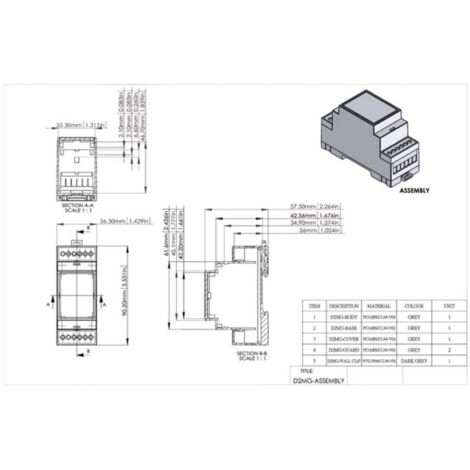 SCATOLA PER MODULI GUIDA DIN - 2MG - 36 x 90 x 57 mm