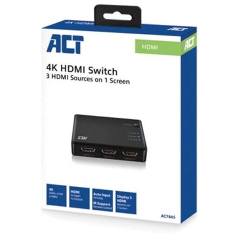 Switch HDMI 4K 3 porte, visualizza 3 sorgenti HDMI su un monitor.