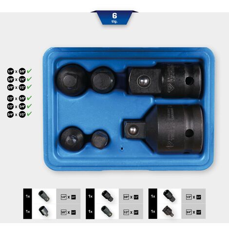 Serie di adattatori per avvitatore a impulsi, 6 pz, 1/4" + 3/8" + 1/2 ...