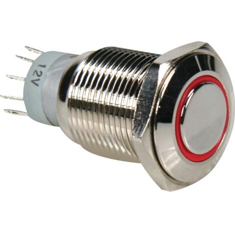 PULSANTE TONDO IN METALLO SPDT 1NO 1NC - ANELLO ROSSO